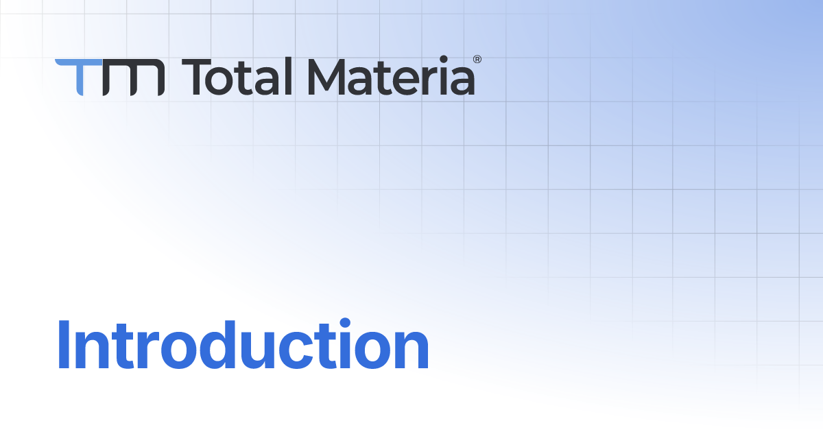 Introduction | Total Materia Predictor | Total Materia Docs