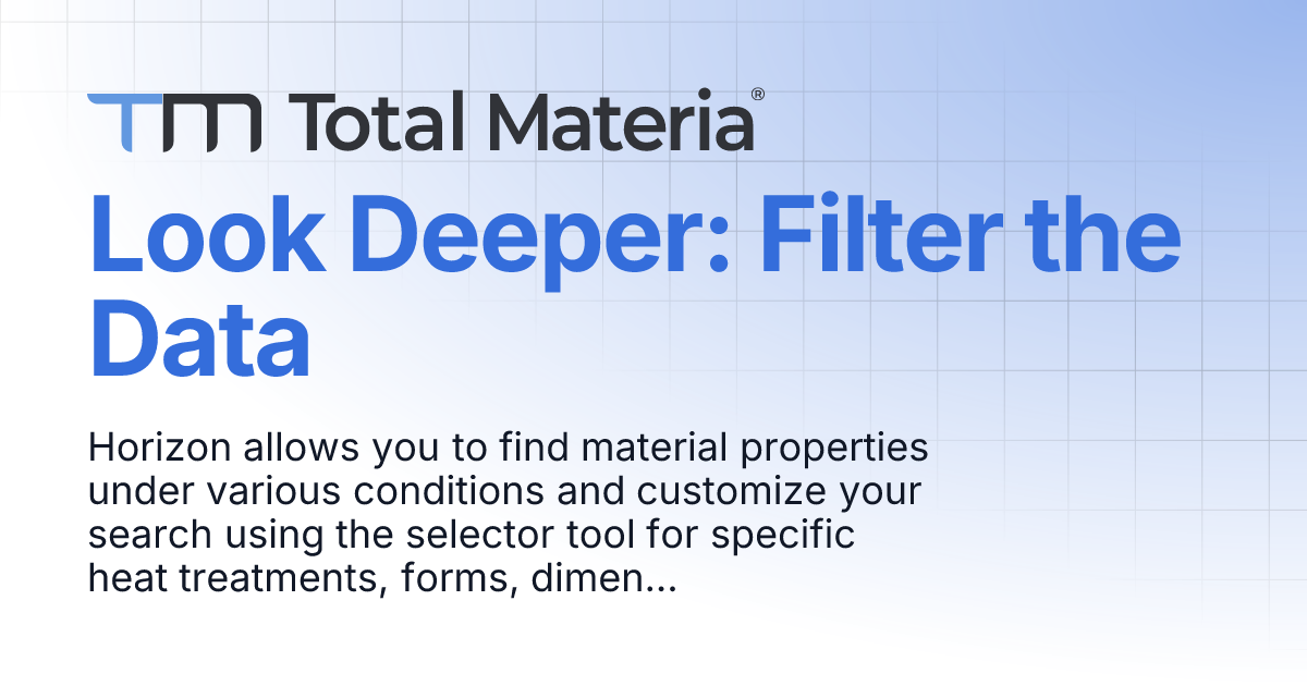Look Deeper: Filter the Data | Total Materia Docs
