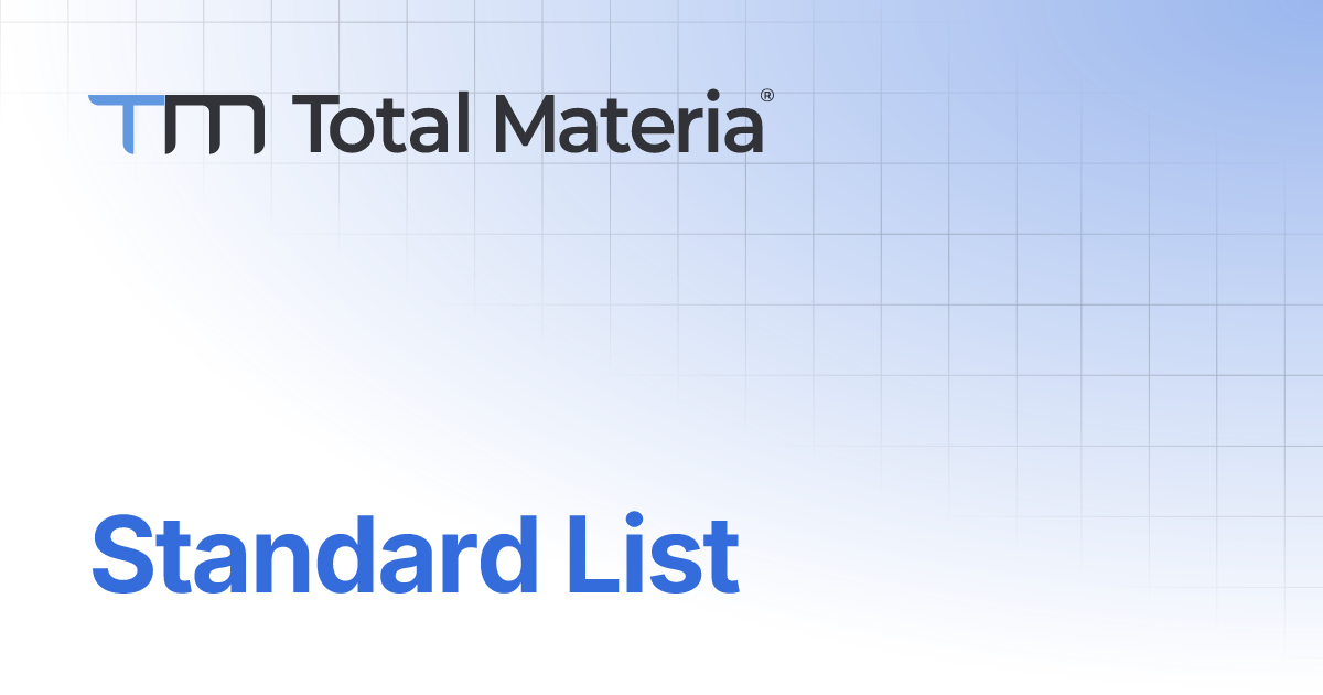 Standard List | Total Materia Docs